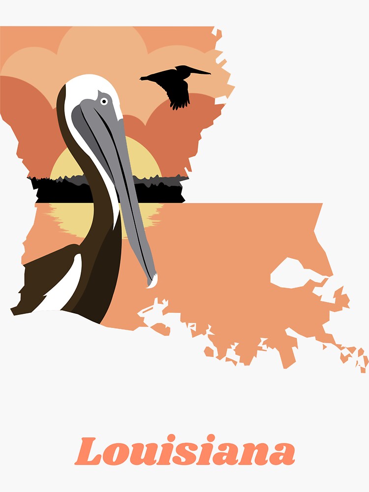 "Louisiana - The Pelican State" Sticker for Sale by RedsStickerShop ...