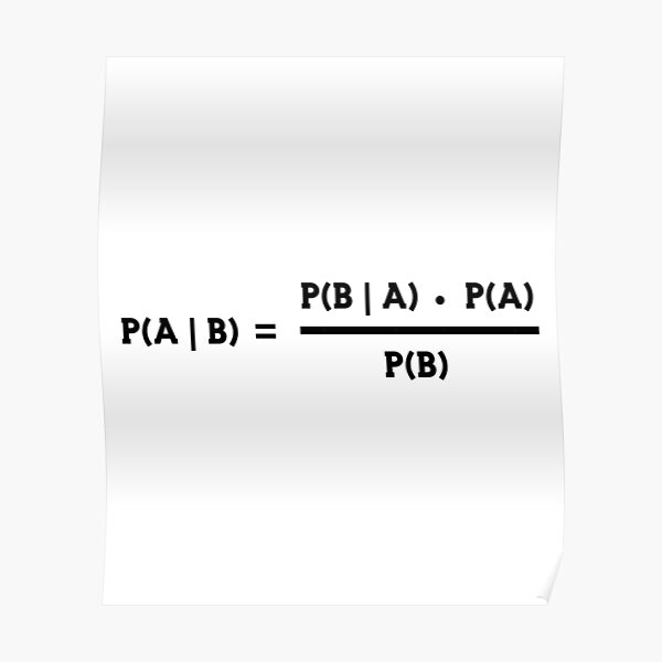 "Bayes' Theorem Statistics Probability Theory Math Data Gift" Poster ...