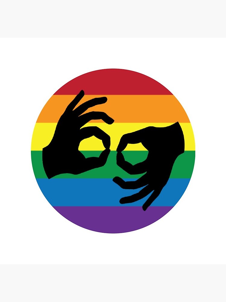 ASL LGBTQ Rainbow American Sign Language Interpreter Symbol Hands Pin ...