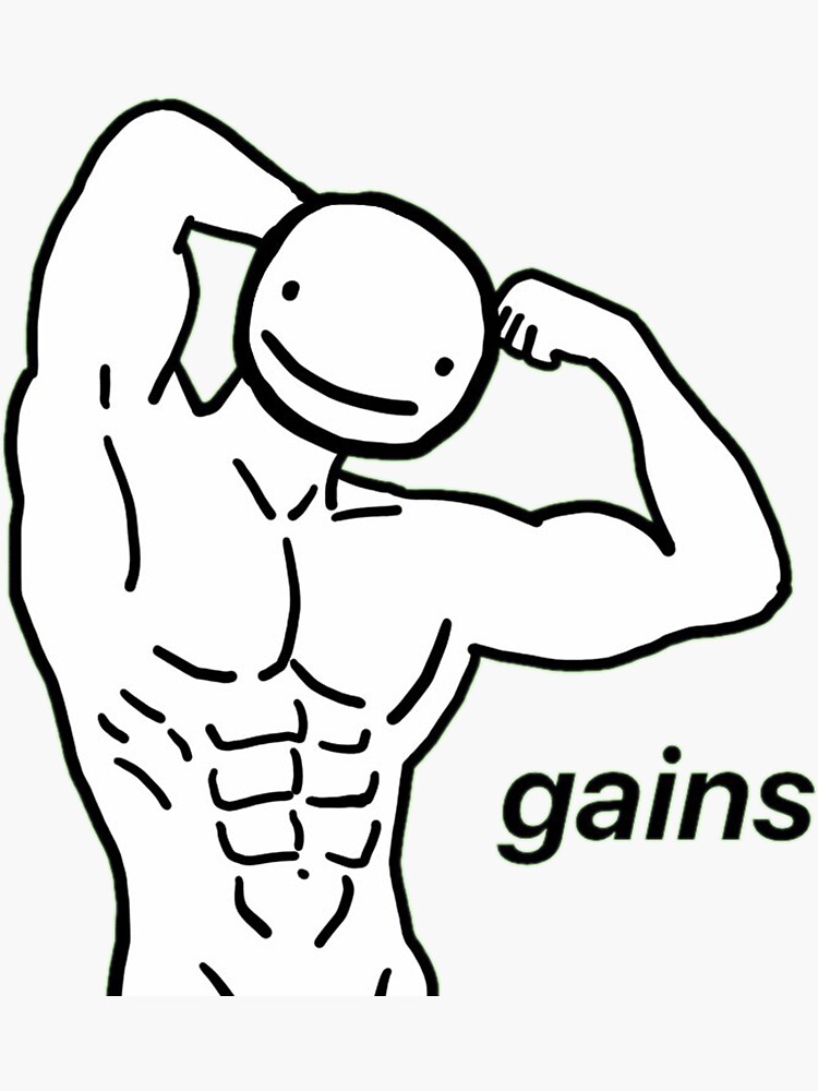 "buff dream (big muscles)" Sticker for Sale by cherrypop04 | Redbubble