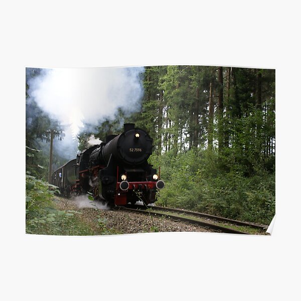 "Black and Red Steam Engine Train #52 7596" Poster for Sale by Ayadsan ...