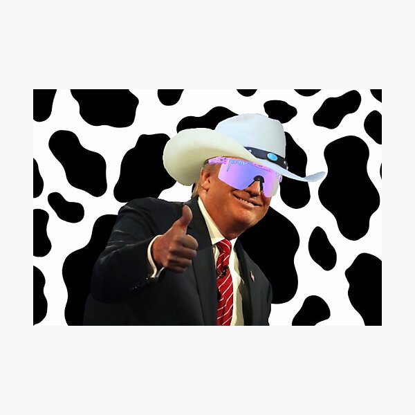 "TRUMP MERCH COW PRINT COWBOY HAT" Photographic Print by thekyliehope ...