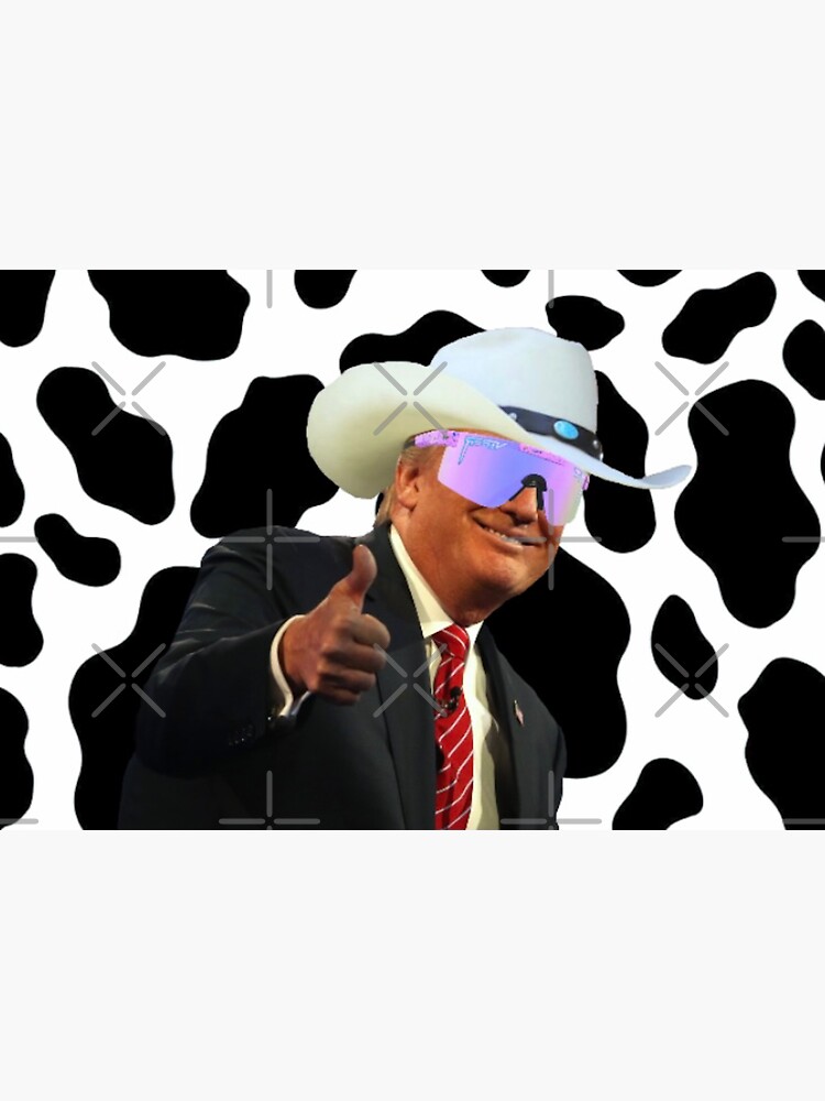 "TRUMP MERCH COW PRINT COWBOY HAT" Sticker for Sale by thekyliehope ...
