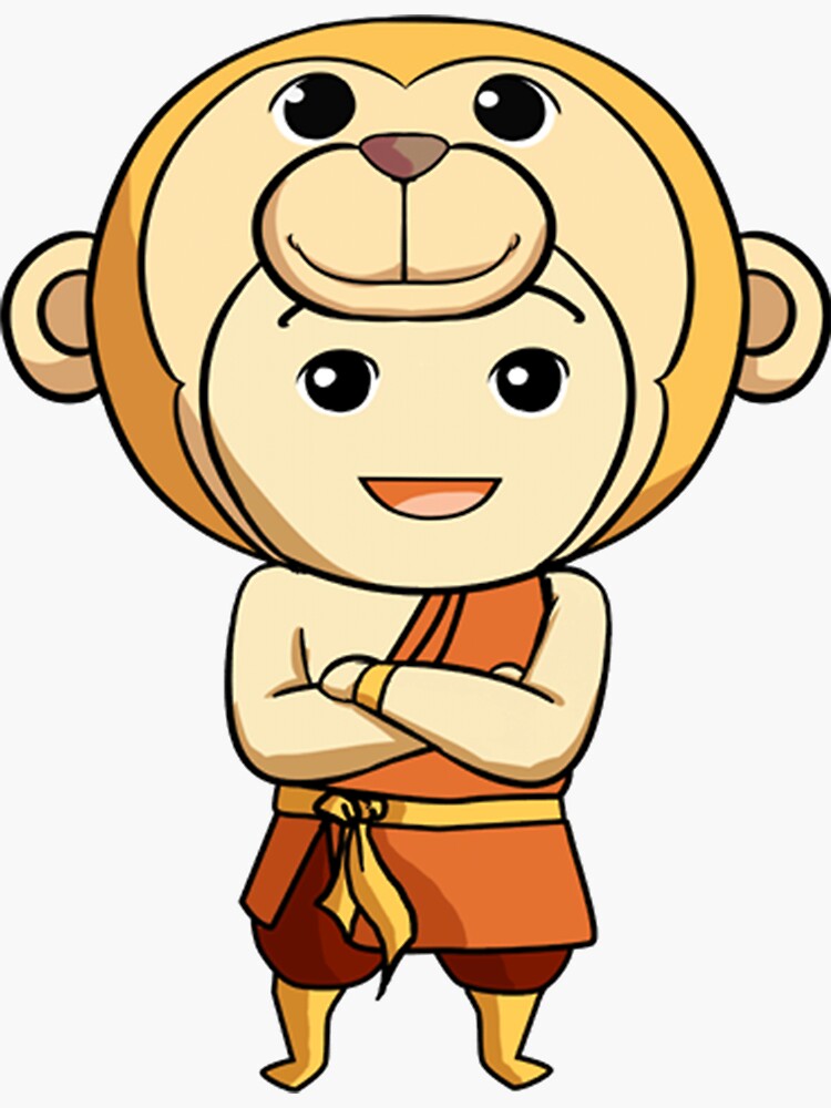 "Cute Chibi Baby Zen Morph with Wisdom Monkey Posing" Sticker for Sale ...