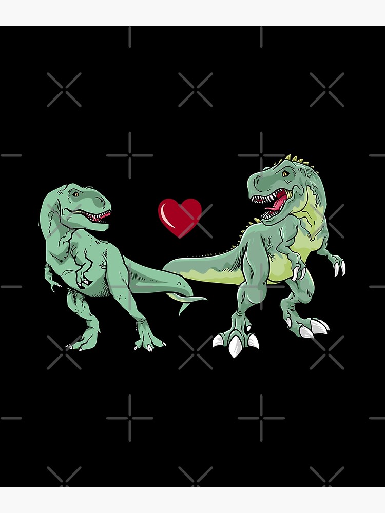 "Double T-Rex Love – Cute Dinosaur Love Heart" Poster by PrintPress ...
