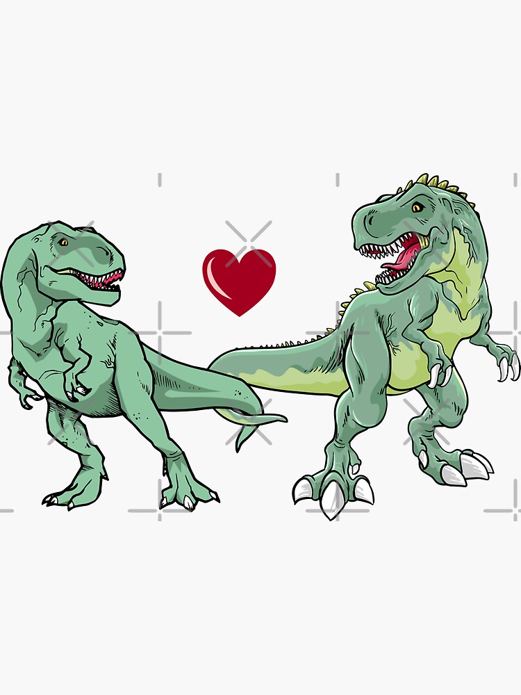 "Double T-Rex Love – Cute Dinosaur Love Heart" Sticker for Sale by ...