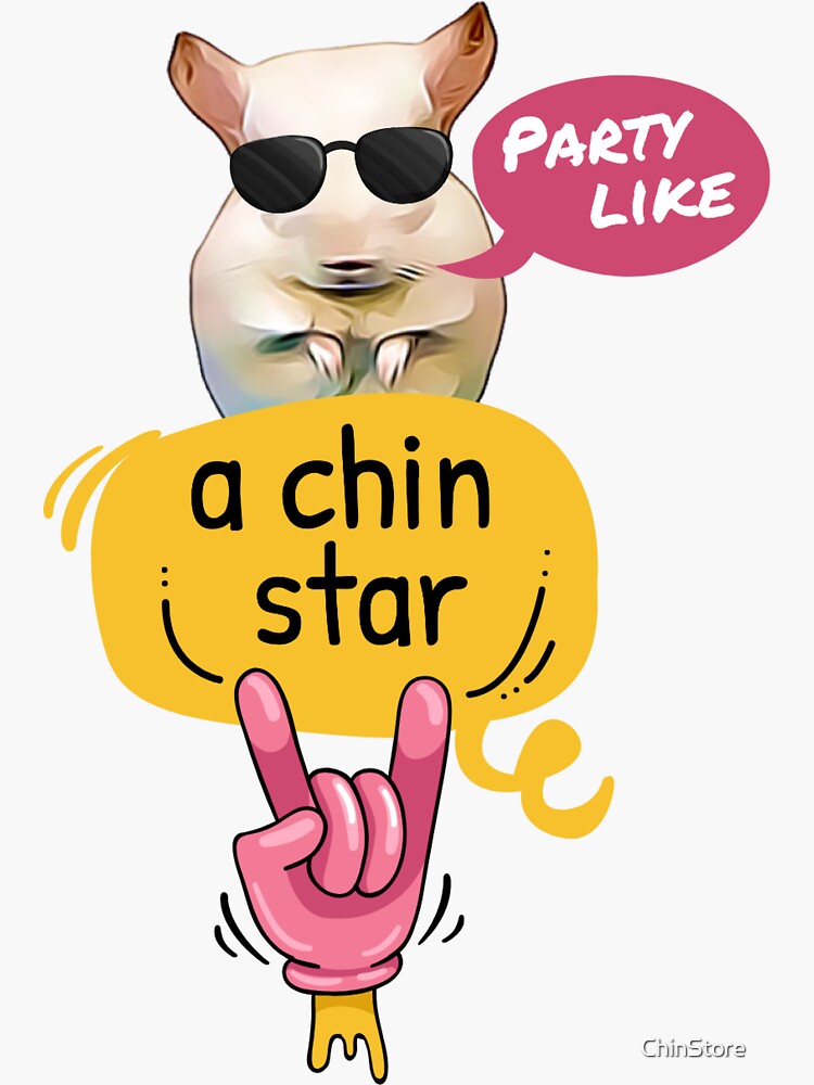 "Party Like a Chin Star Cute Funny Chinchilla" Sticker by ChinStore ...