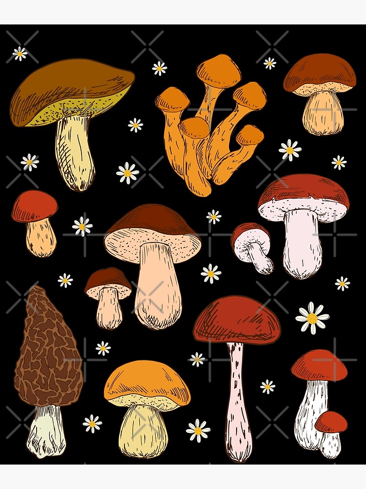 "Mushroom Daisy Cottagecore Aesthetic Witchy Mycology Vintage - Trippy ...