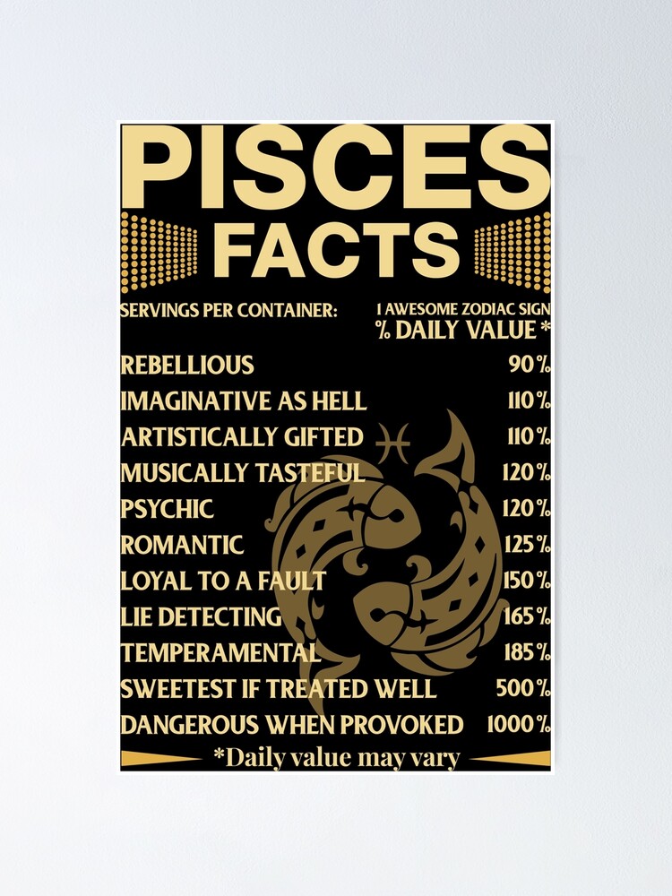 "Pisces Facts Zodiac Sign Astrology Birthday Gift" Poster for Sale by ...