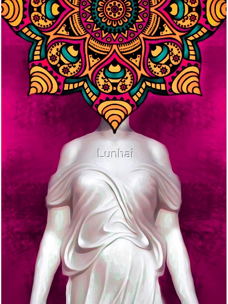 "Mandala Head Statue Pink Background" Poster for Sale by Lunhai | Redbubble