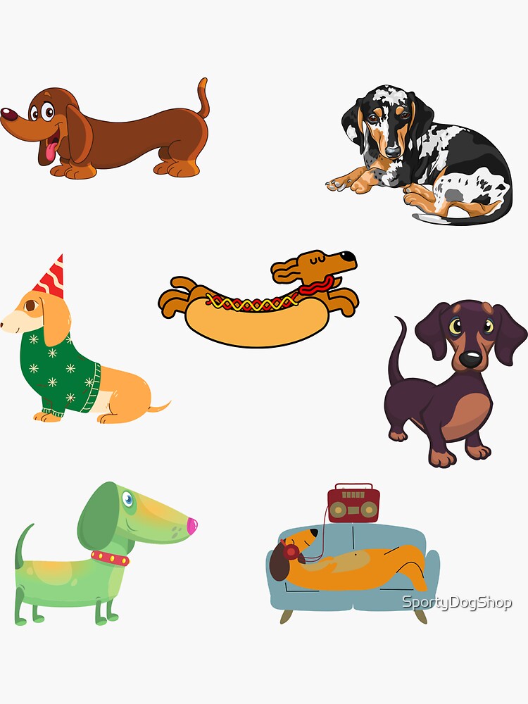 "Dachshund Pack Sticker Pack" Sticker for Sale by SportyDogShop | Redbubble