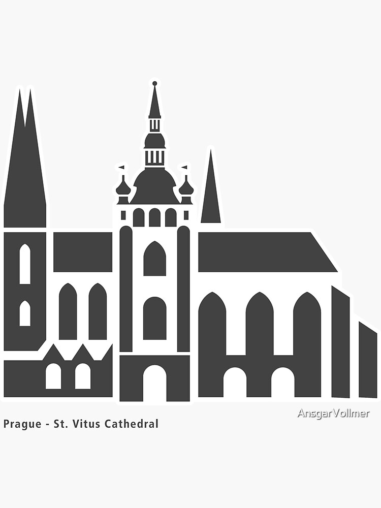 "Prague St.Vitus Cathedral Landmark Icon" Sticker by AnsgarVollmer ...