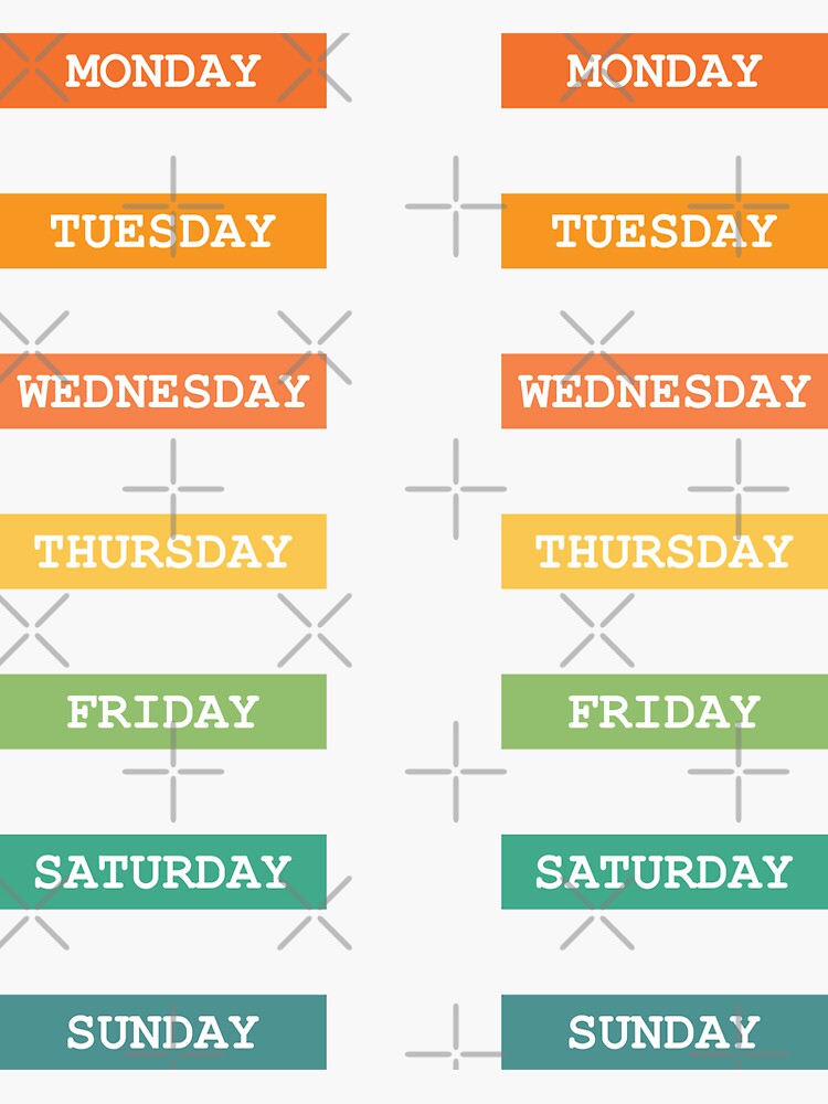 "Seven days of the week | Vintage Labels | Pack of days" Sticker for ...