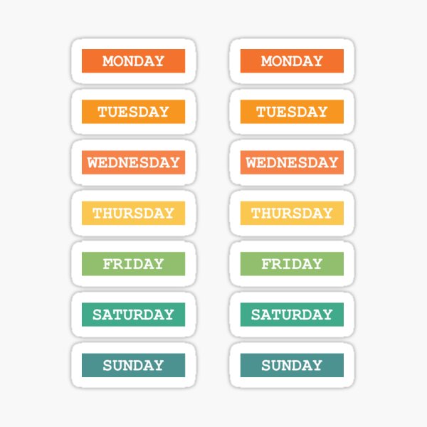 "Seven days of the week | Vintage Labels | Pack of days" Sticker for ...