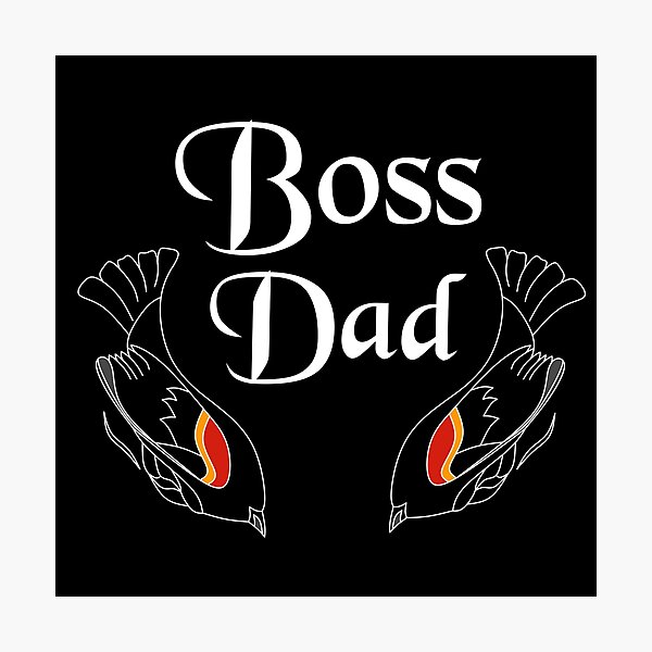 Lámina fotográfica «Texto de pizarra "Boss Dad" con pájaro ala roja en ...