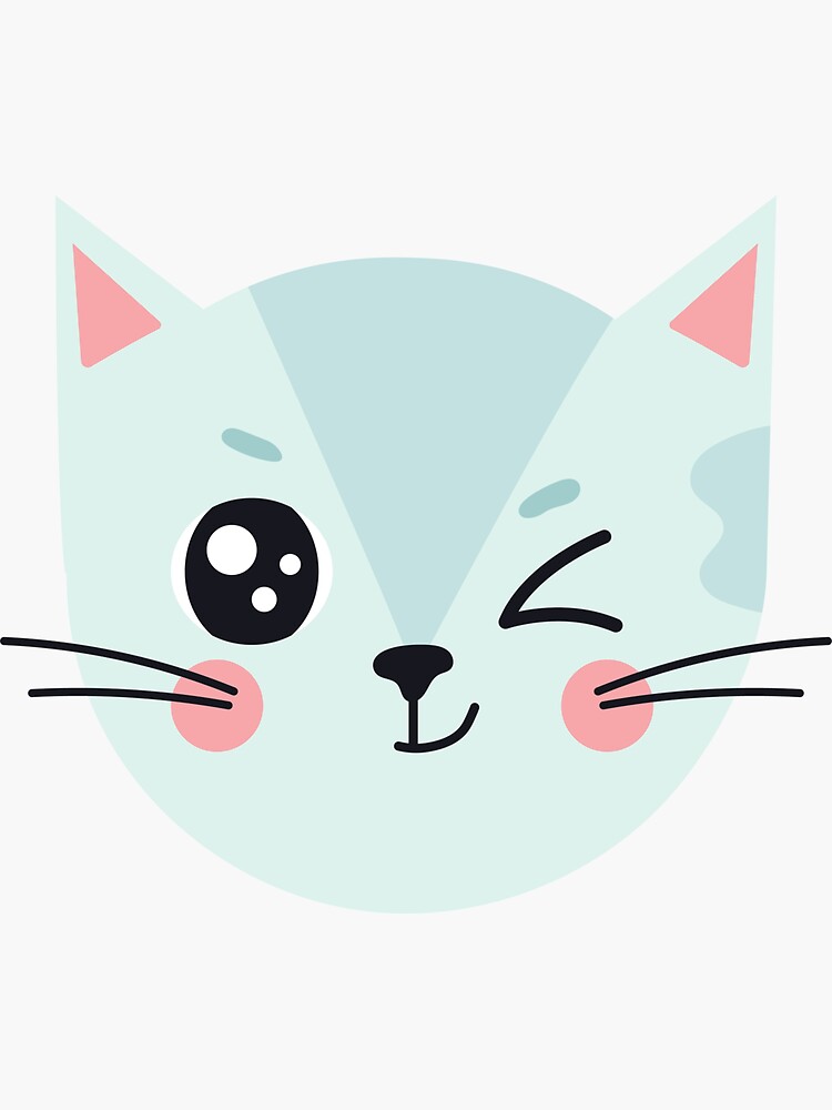 "Blue Winking Cat " Sticker for Sale by mimiandkate | Redbubble