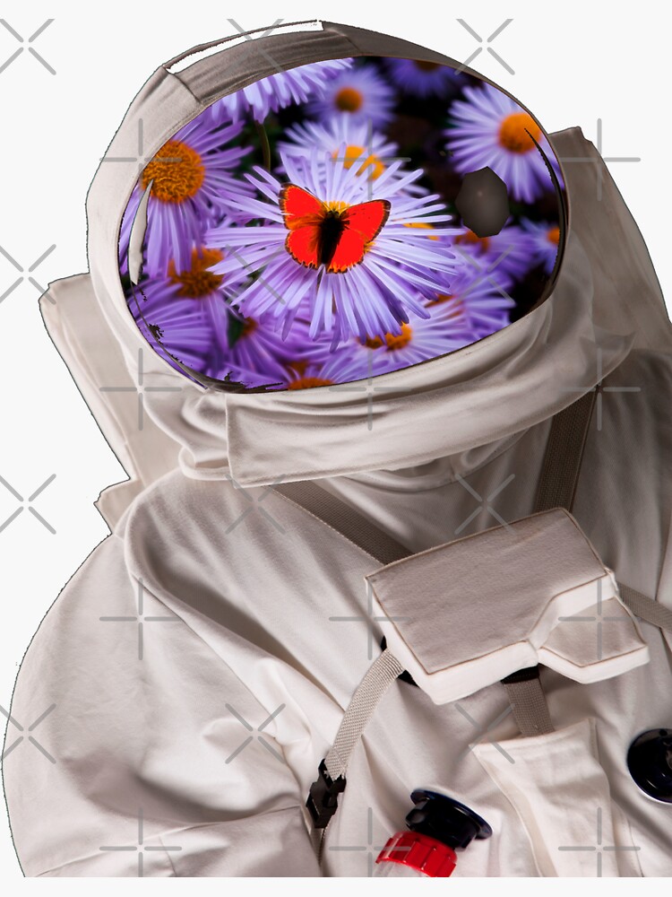 "spaceman with flowers" Sticker for Sale by erozzz | Redbubble