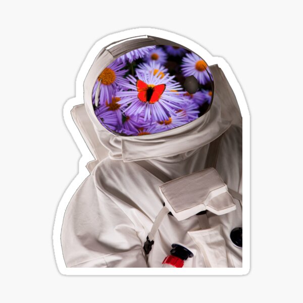 "spaceman with flowers" Sticker for Sale by erozzz | Redbubble