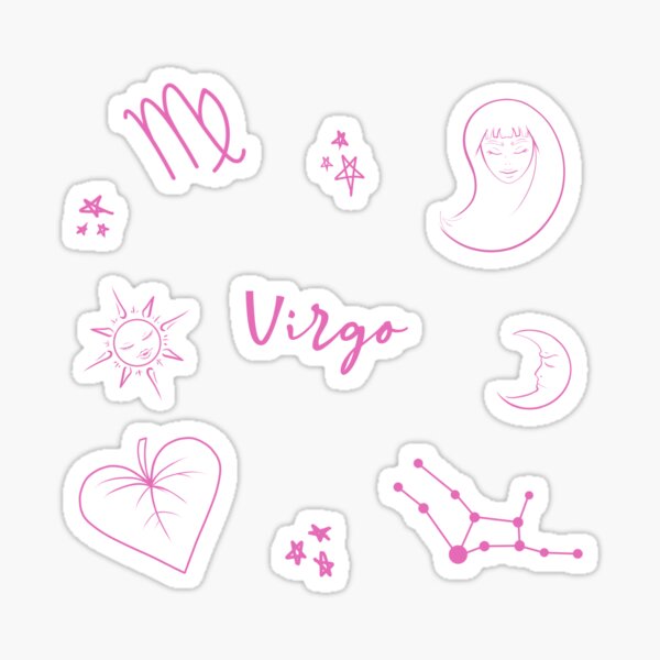 "Bubblegum Pink, Virgo, Zodiac Sticker Set" Sticker for Sale by ...