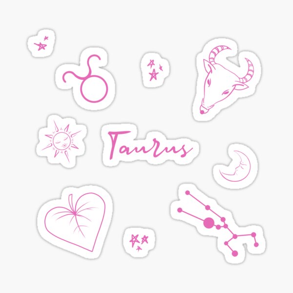 "Bubblegum Pink, Taurus, Zodiac Sticker Set" Sticker for Sale by ...