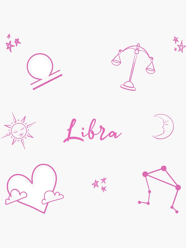 "Bubblegum Pink, Libra, Zodiac Sticker Set Sticker" Sticker for Sale by ...