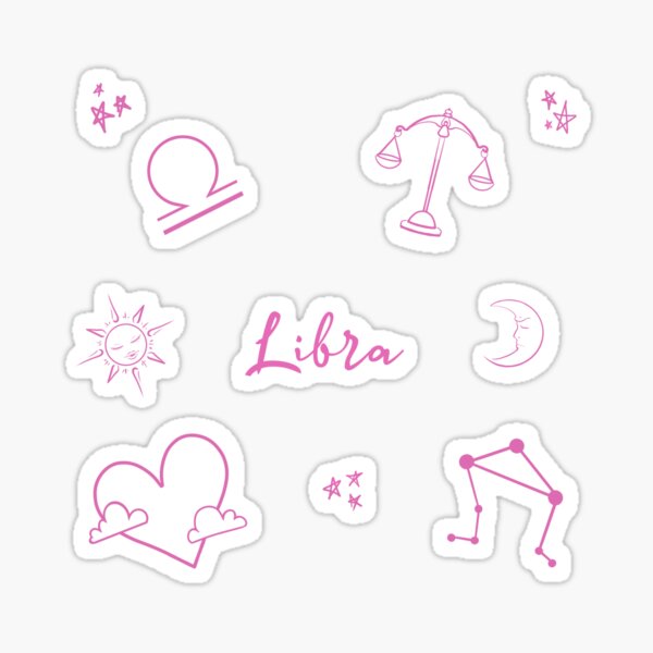 "Bubblegum Pink, Libra, Zodiac Sticker Set Sticker" Sticker for Sale by ...