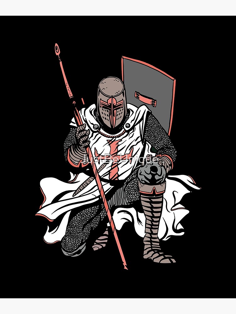Knight Templar Crusader American Flag Crusader Warrior Cross Poster