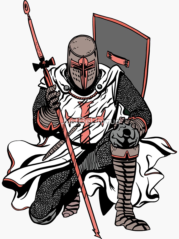 Knight Templar Crusader American Flag Crusader Warrior Cross Sticker
