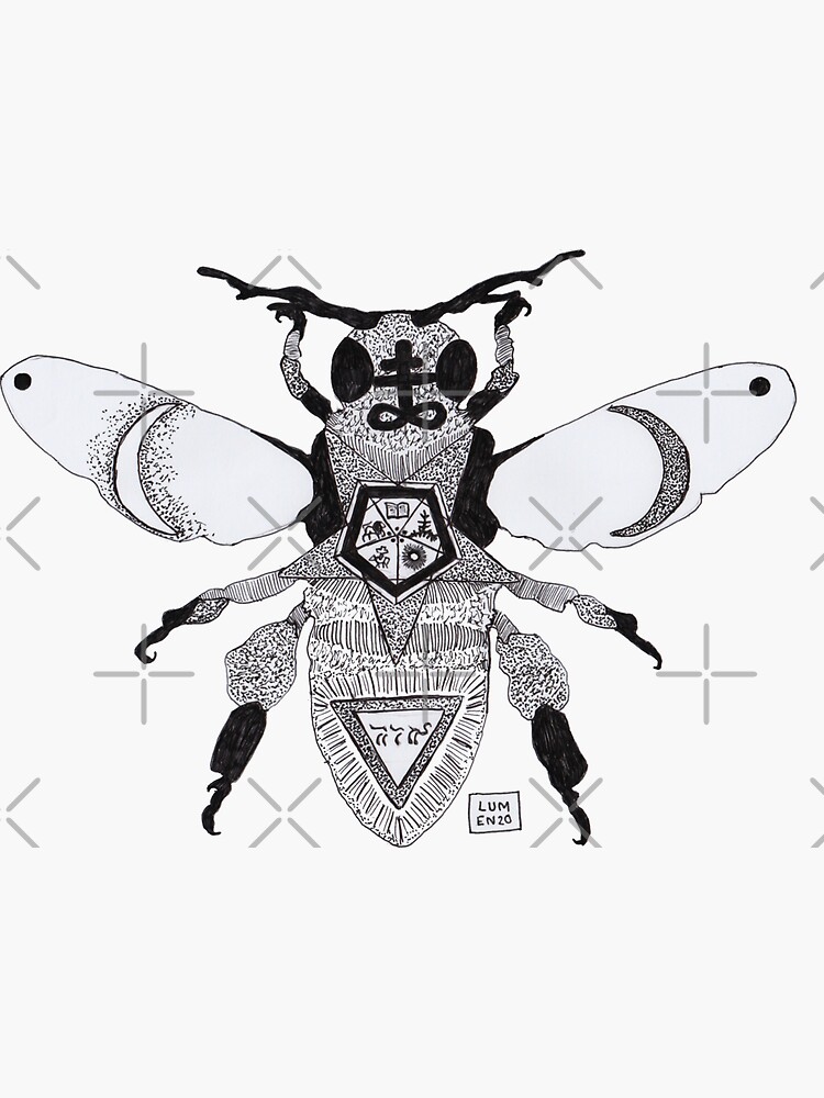 "HONEY BEE OCCULT SKETCH" Sticker for Sale by Shall1983 | Redbubble