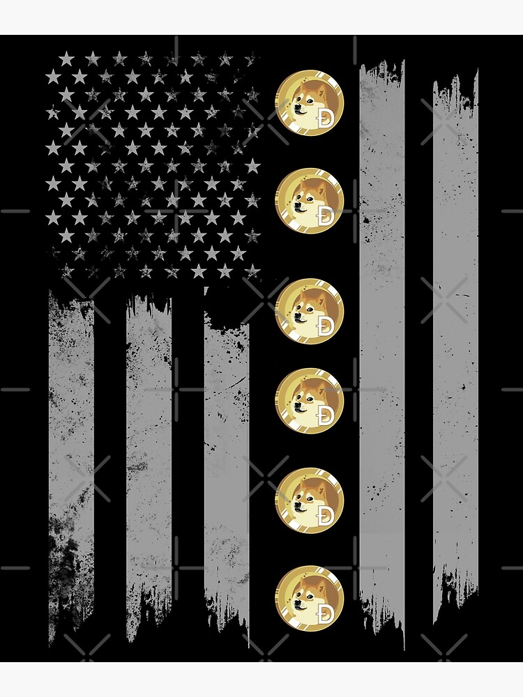 "Dogecoin Shirt Logo Dogecoin USA Flag " Poster by BRVART | Redbubble