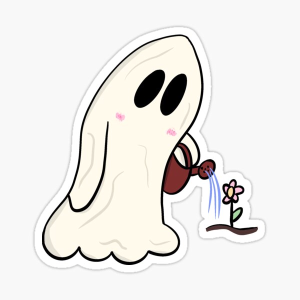 "Cute Ghost Watering Flower" Sticker for Sale by grimly59 | Redbubble