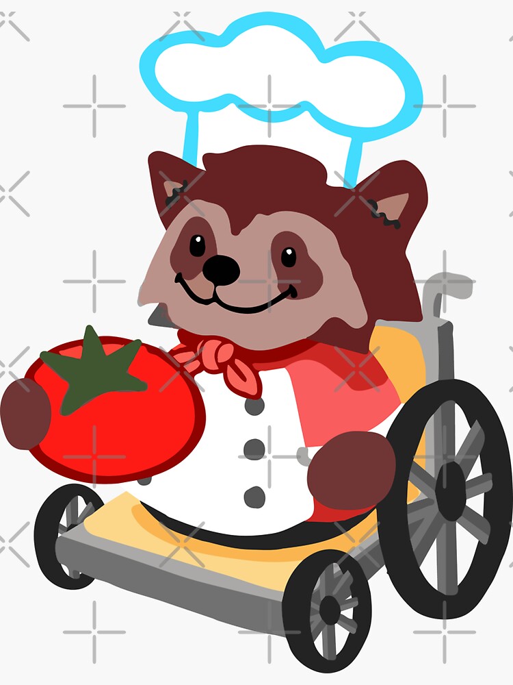 "Overcooked wheelchair raccoon chef" Sticker for Sale by DabouStore ...