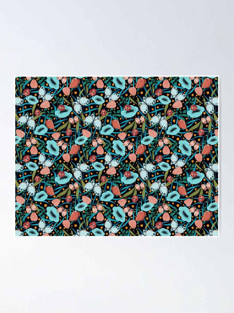 "Butterflies and Ladybirds // Dark" Poster for Sale by Dottadesigns ...