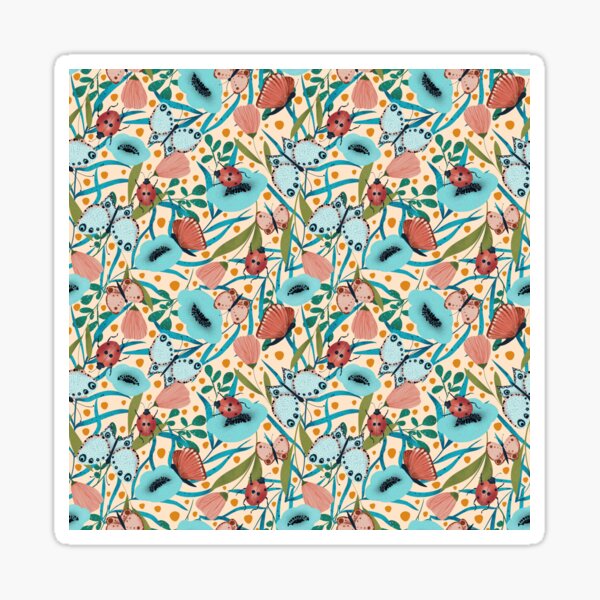 "Butterflies and Ladybirds // Beige" Sticker for Sale by Dottadesigns ...
