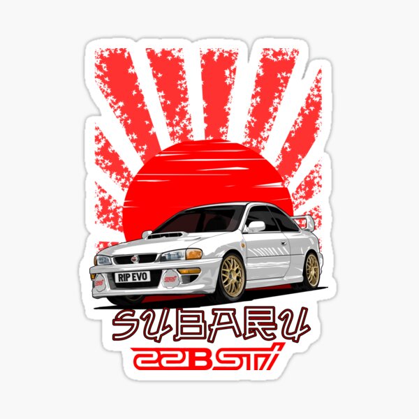 "Impreza 22B WRX STI - R.I.P. EVO (White)" Sticker by osmancetinyapic ...