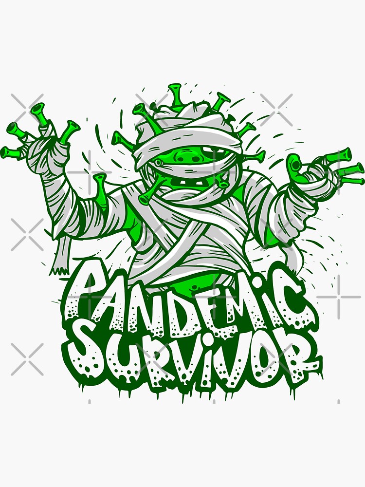 "funny pandemic survivor zombie germs lockdown quarantine" Sticker for ...