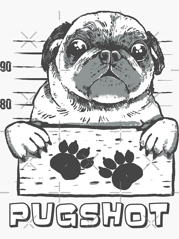 "Pugshot a Pug Mugshot" Sticker for Sale by Frosty1489 | Redbubble