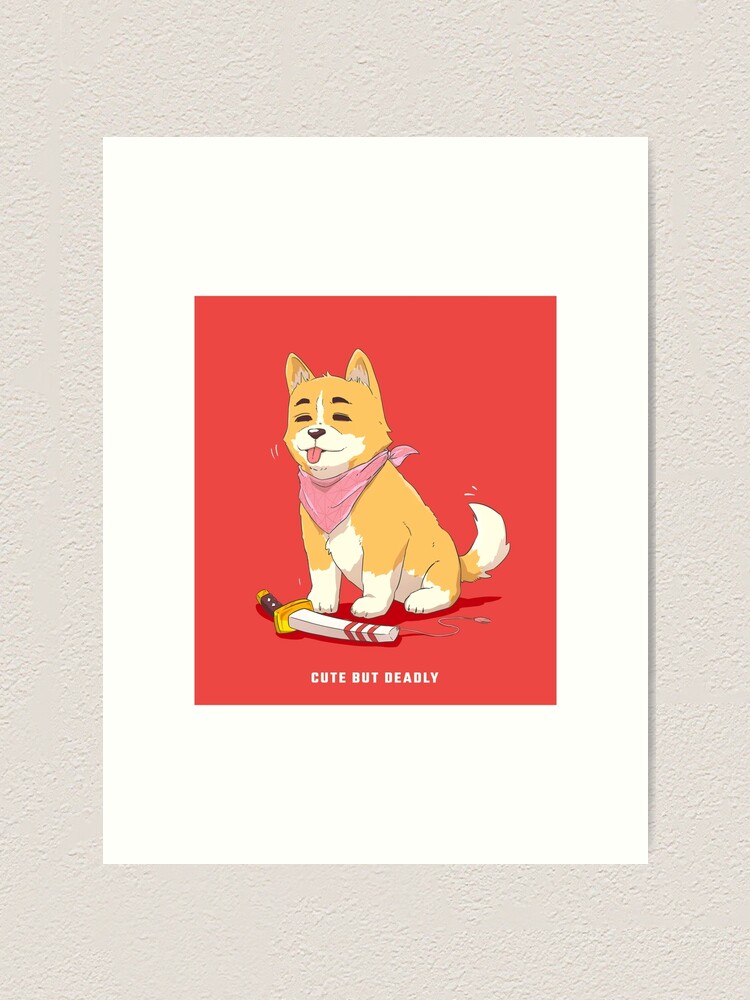 "Shiba Inu with samurai sword drawing" Art Print by 2Senpai | Redbubble