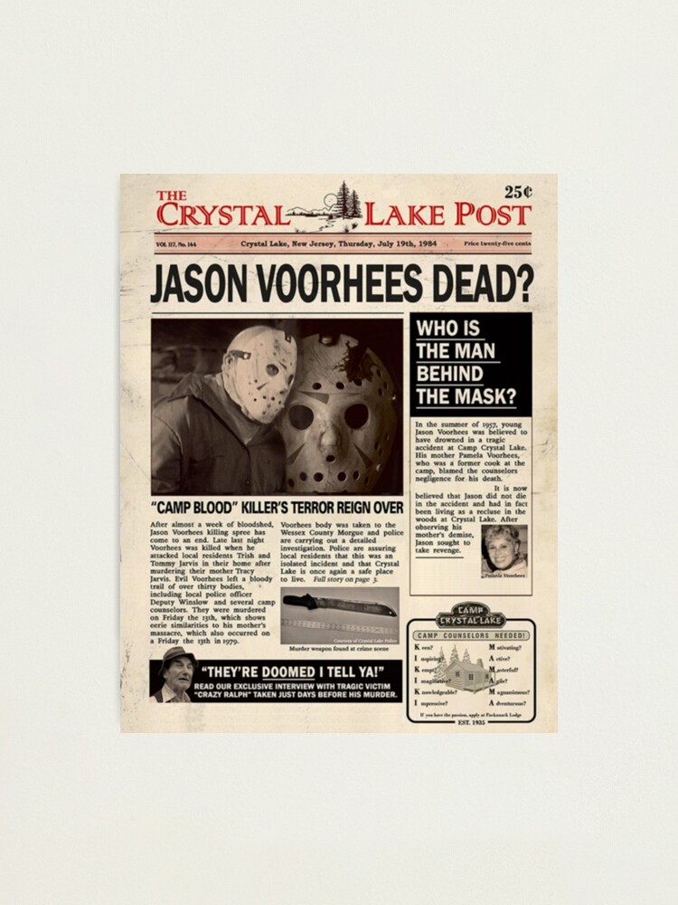 Lámina fotográfica «Friday the 13th Jason news article merchandising de ...