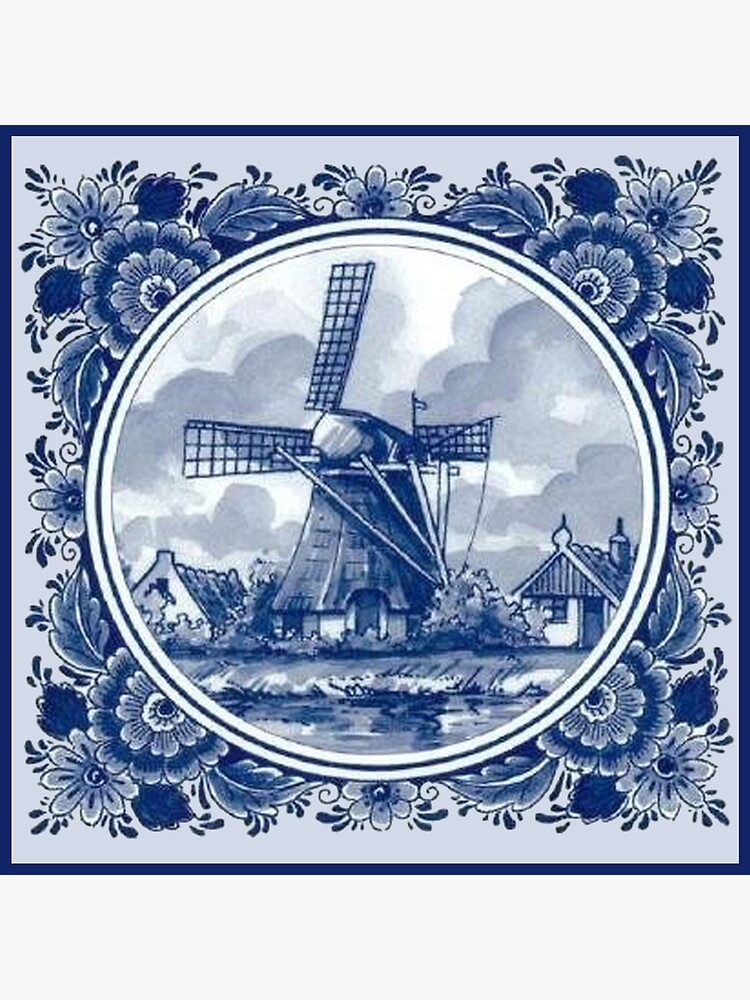 Póster « DUTCH BLUE DELFT: Molinos de viento y árboles antiguos en Amsterdam Imprimir» de ...