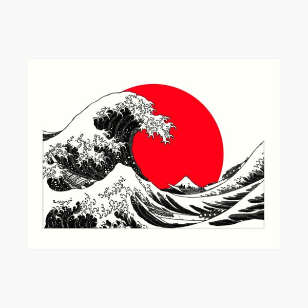 "The Great Wave Off Kanagawa, Red Sun" Art Print for Sale by ind3finite ...