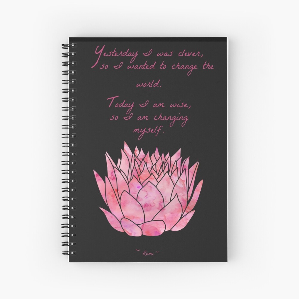 "Lotus Flower - Rumi Quote - Inspirational " Spiral Notebook for Sale by mezzilicious | Redbubble