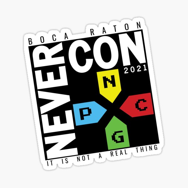 "Official Never Con Merch!" Sticker for Sale by The-Never-Games | Redbubble