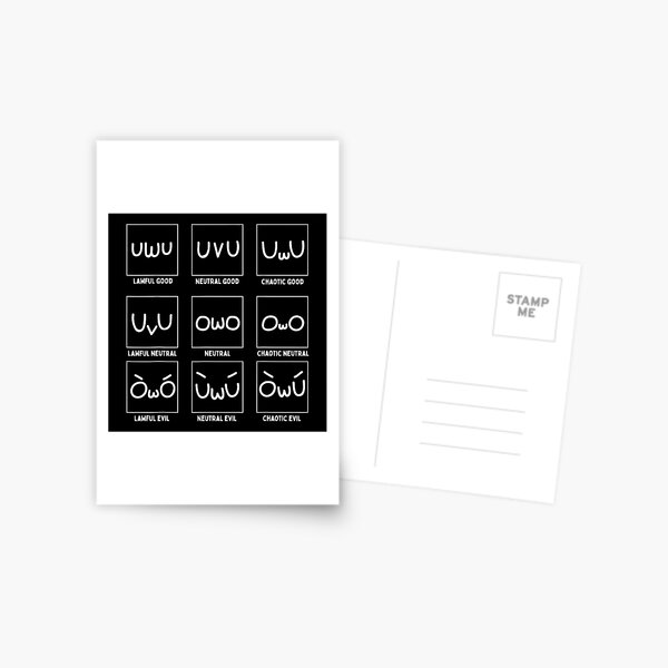 "Owo Chaotic Neutral Alignment Chart Furry Fandom Meme" Postcard for ...