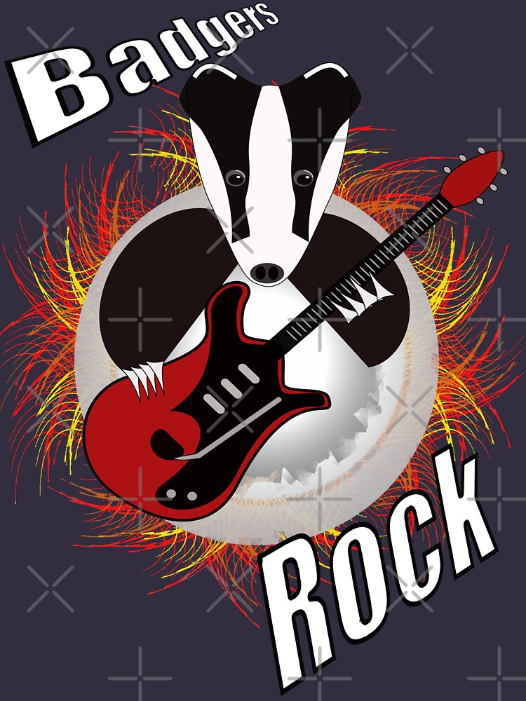 "Badgers rock with text" T-shirt for Sale by sjbaldwin | Redbubble ...
