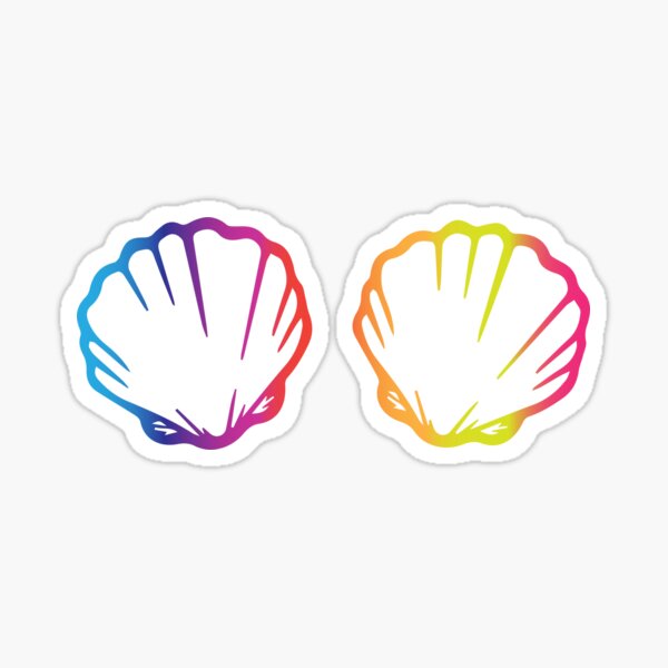 "Rainbow Mermaid Shell Bra - Bikini Seashell" Sticker by AllyG47 ...