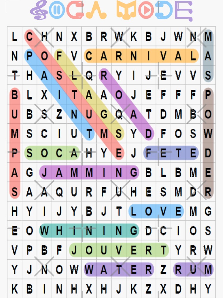 "Soca Music - Caribbean Festival Cross Word Puzzle - Soca Mode" Sticker ...