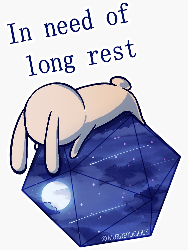 ""In need of long rest"-D20" Sticker for Sale by Murderlicious | Redbubble