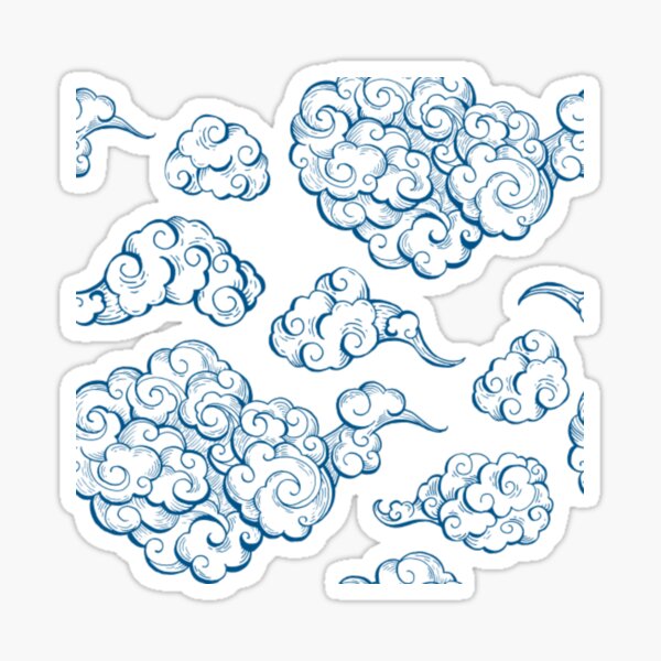 "Japanese wind clouds blue pattern " Sticker by AlvarezTimothy | Redbubble