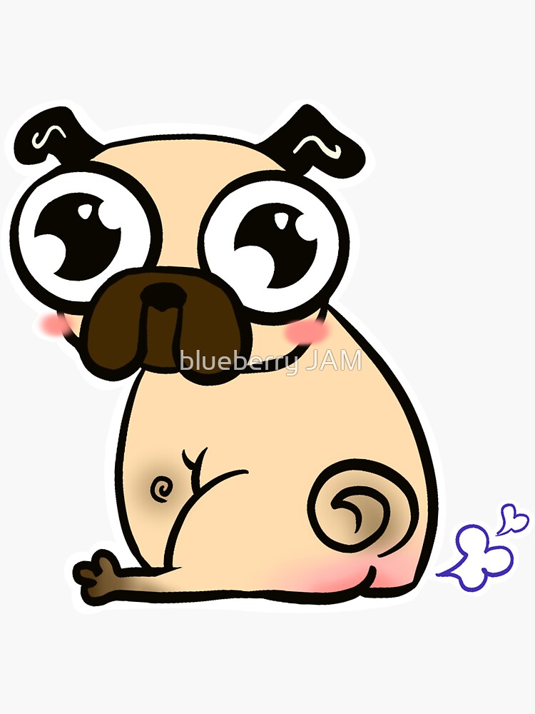 "Pug Farts" Sticker for Sale by jinimations | Redbubble